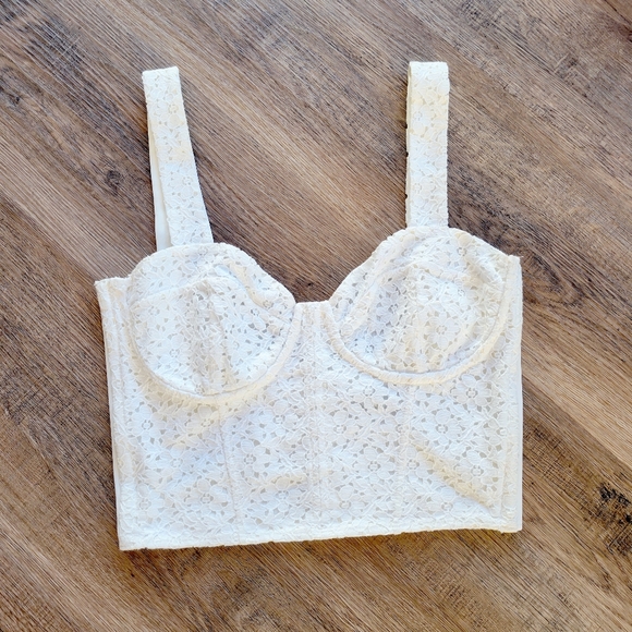 Topshop | Tops | Topshop Ivory Lace Bra Crop Top | Poshmark